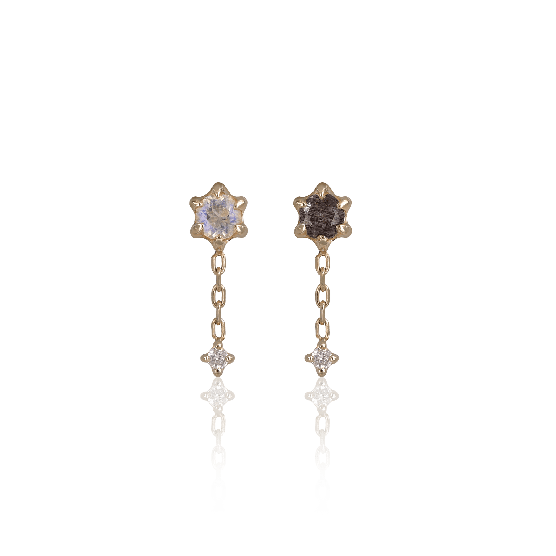 Starfall • Moonstone Black Labradorite Diamond Threadless Push Pin stu