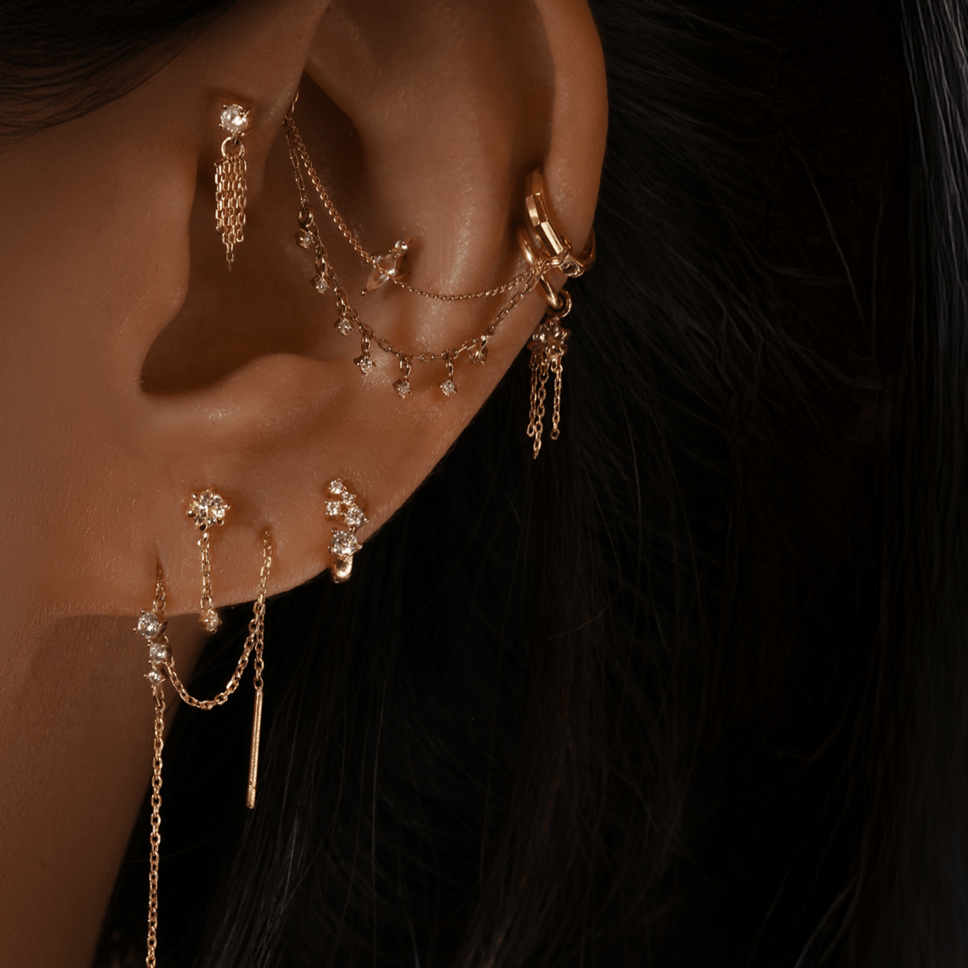 Ember Tiny Diamond Charm Double Chain 30mm