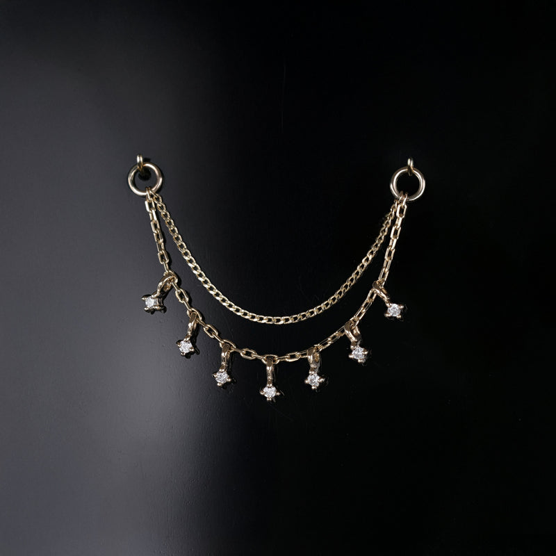 Ember Tiny Diamond Charm Double Chain 30mm
