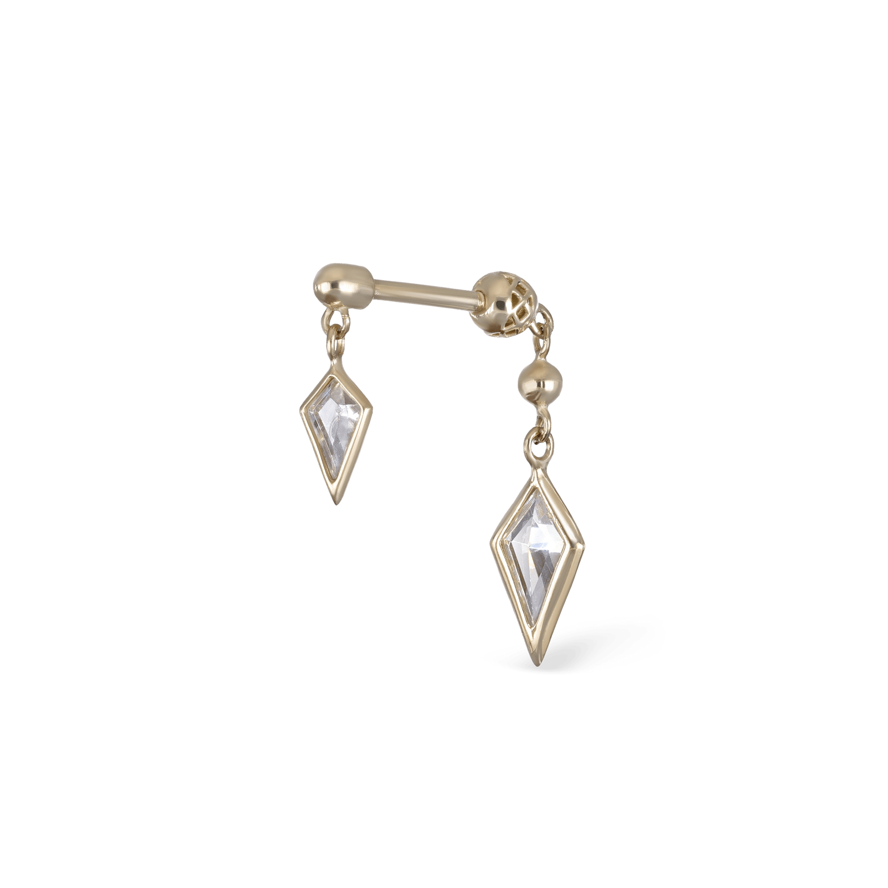 Riké • 14K Solid Gold Double Diamond Barbell Piercing - BEATTI