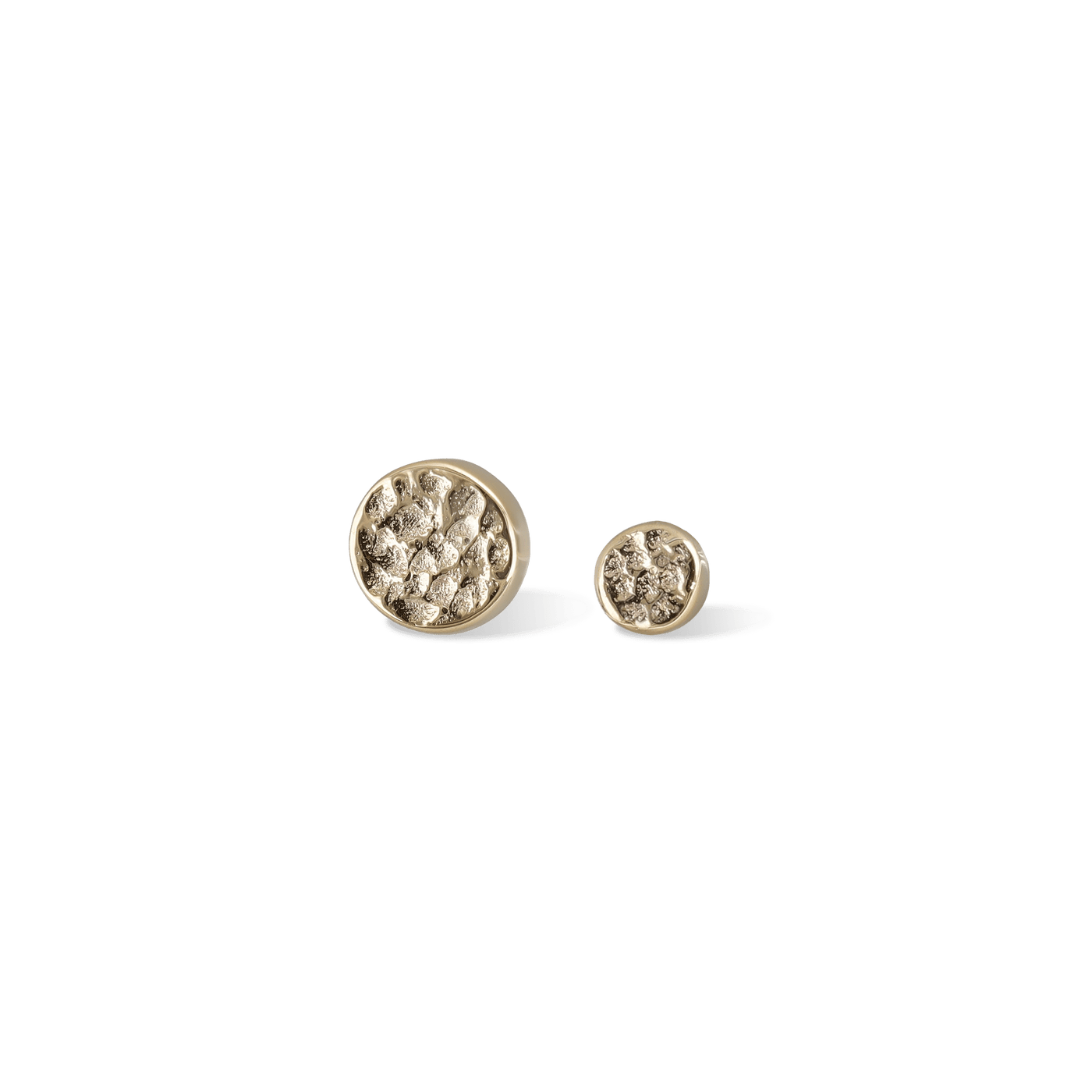 14K Gold Hammered Disc Flat Back Stud - BEATTI