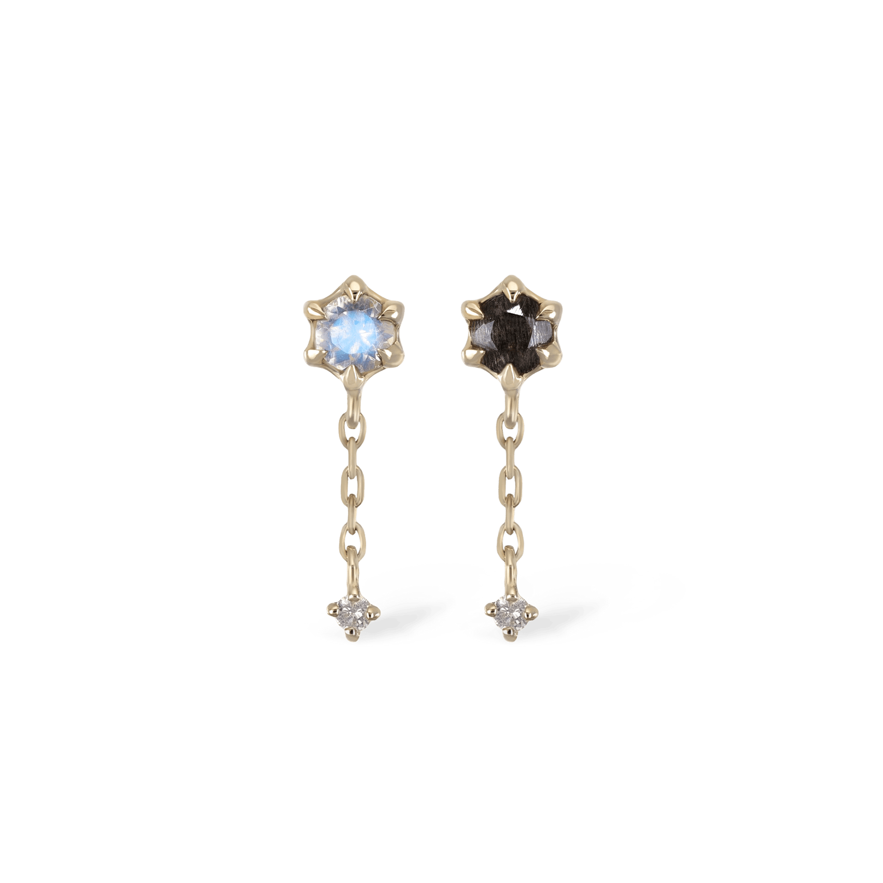 Starfall • Moonstone Black Labradorite Diamond Threadless Push Pin stu