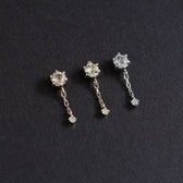 Starfall • White Topaz + Diamond Flat Back Stud - BEATTI
